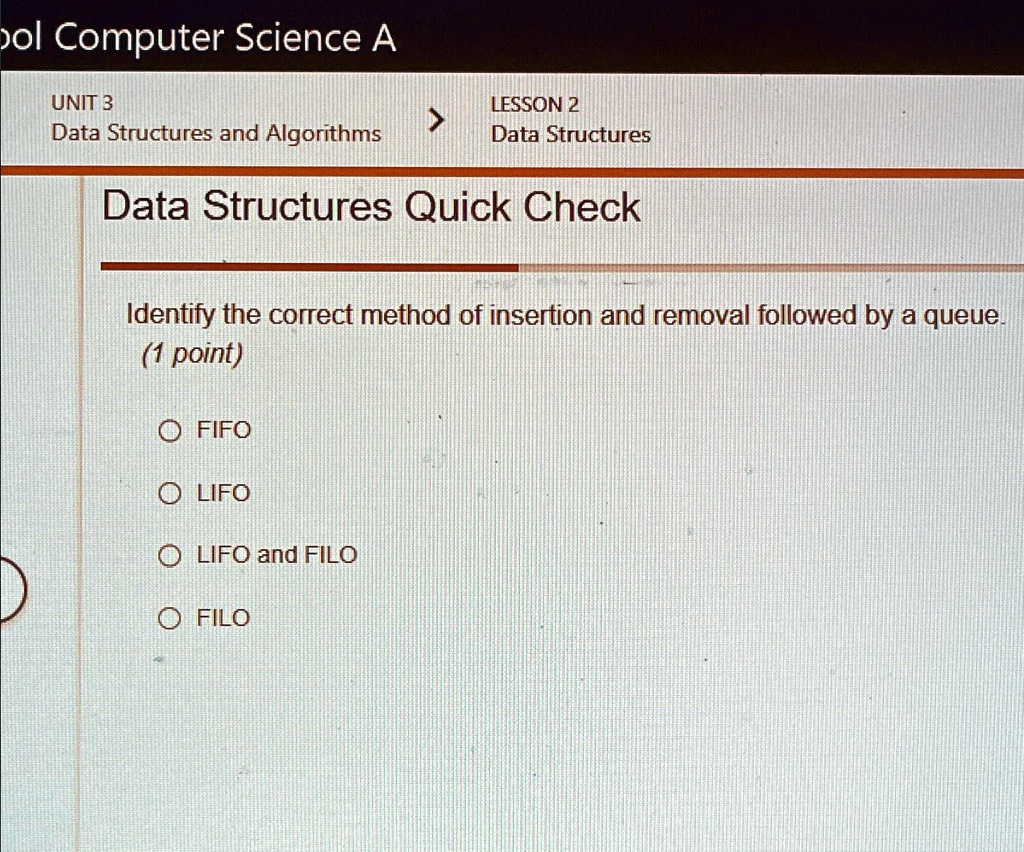 Solved Computer Science A Unit 3 Lesson 2 Data Structures And Algorithms Data Structures Data