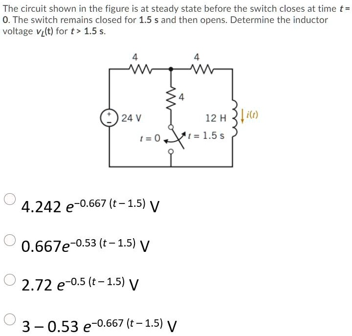 Solved The Circuit Shown In The Figure Is At Steady State Before The Switch Closes At Time T