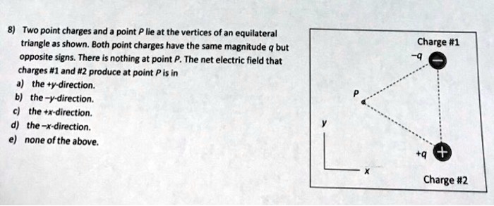 SOLVED: Two point charges and point Iie at the vertices of an ...