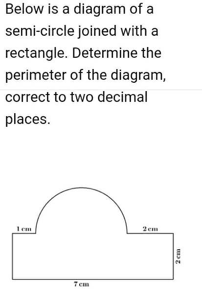 SOLVED: Below is a diagram of a semi-circle joined with a rectangle ...