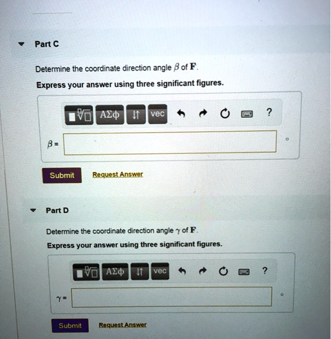 SOLVED: Part D Determine the coordinate direction angle Î¸ of F. Express your answer using three ...