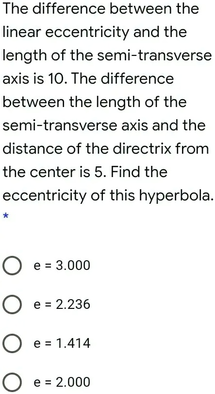The difference between the linear eccentricity and the length of the ...