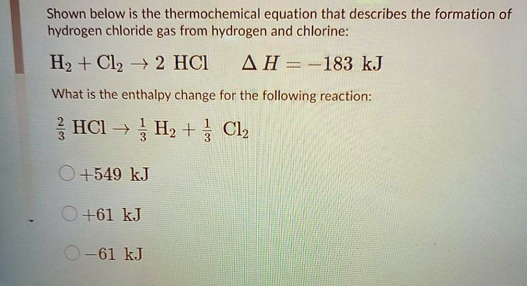 SOLVED:Shown below is the thermochemical equation that describes the ...