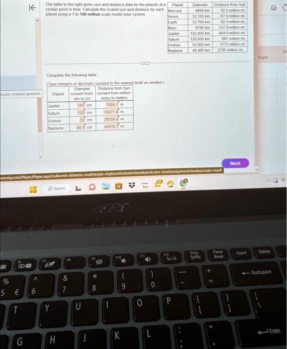 [GET ANSWER] The table to the right gives size and distance data for ...
