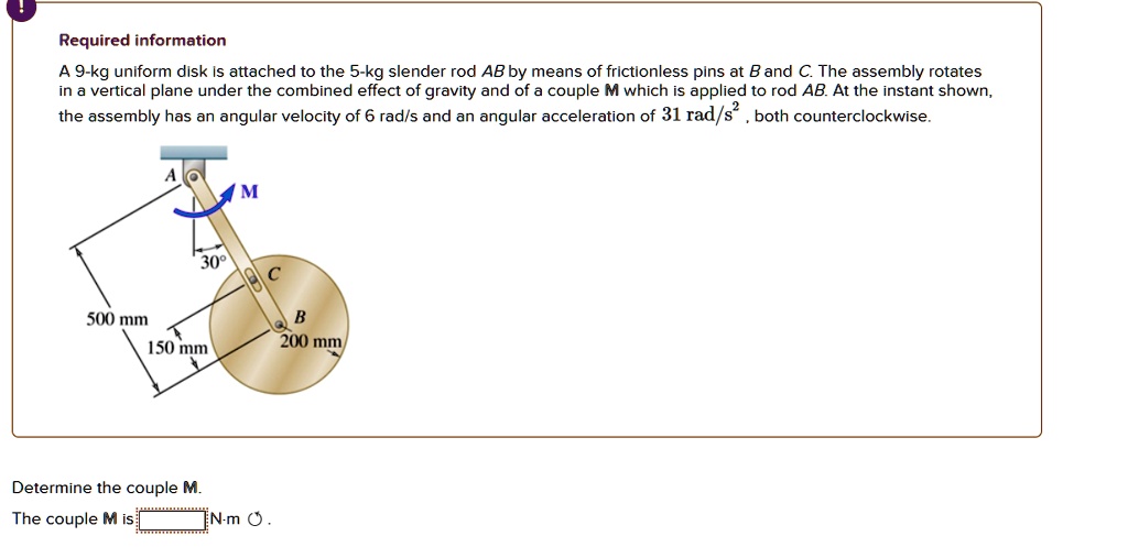 required information a 9 kg uniform disk is attached to the 5 kg ...