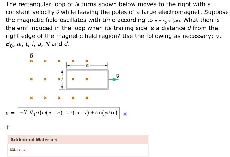 SOLVED: The rectangular loop of N turns shown below moves to the right with a constant velocity ...