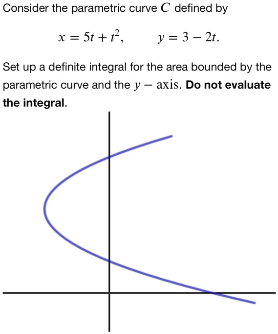 consider the parametric curve defined by x st 12 y 3 2t set up a definite integral for the area ...