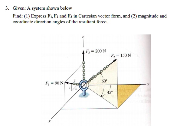 3 given a system shown below find 1 express fi f and f3 in cartesian ...
