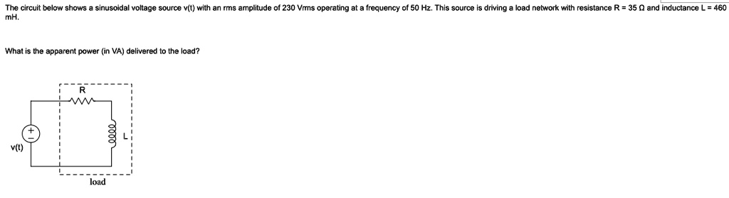 SOLVED: The circuit below shows a sinusoidal voltage source v(t) with an rms amplitude of 230 ...