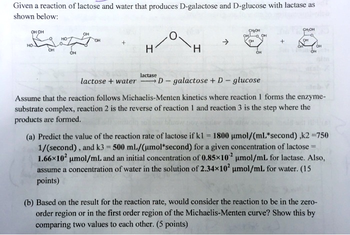 Given a reaction of lactose and water that produces D-galactose and D ...