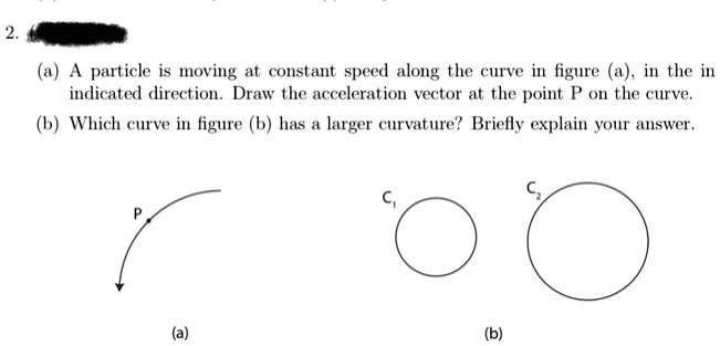 SOLVED: 2. a A particle is moving at constant speed along the curve in figure a,in the in ...