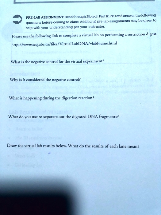 SOLVED: PRE-LAB ASSIGNMENT: Read through Btotech Part IL: PTC and ... SOLVED: PRE-LAB ASSIGNMENT: Read through Btotech Part IL: PTC and ...