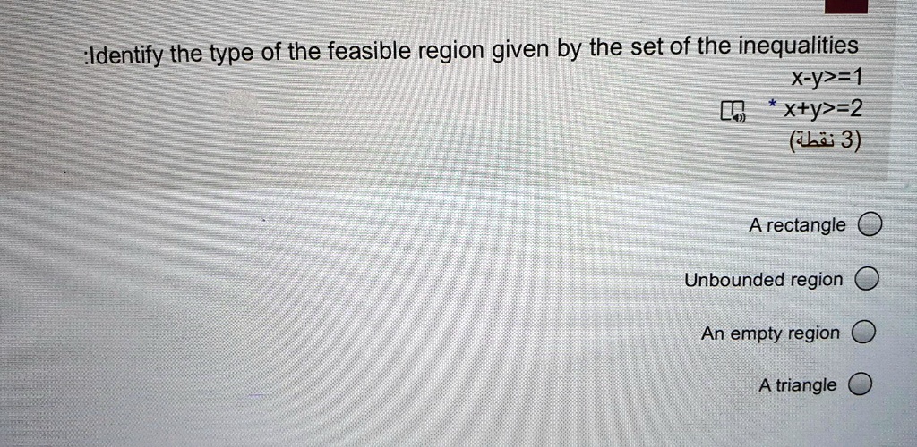 Identify the type of the feasible region given by the set of the ...