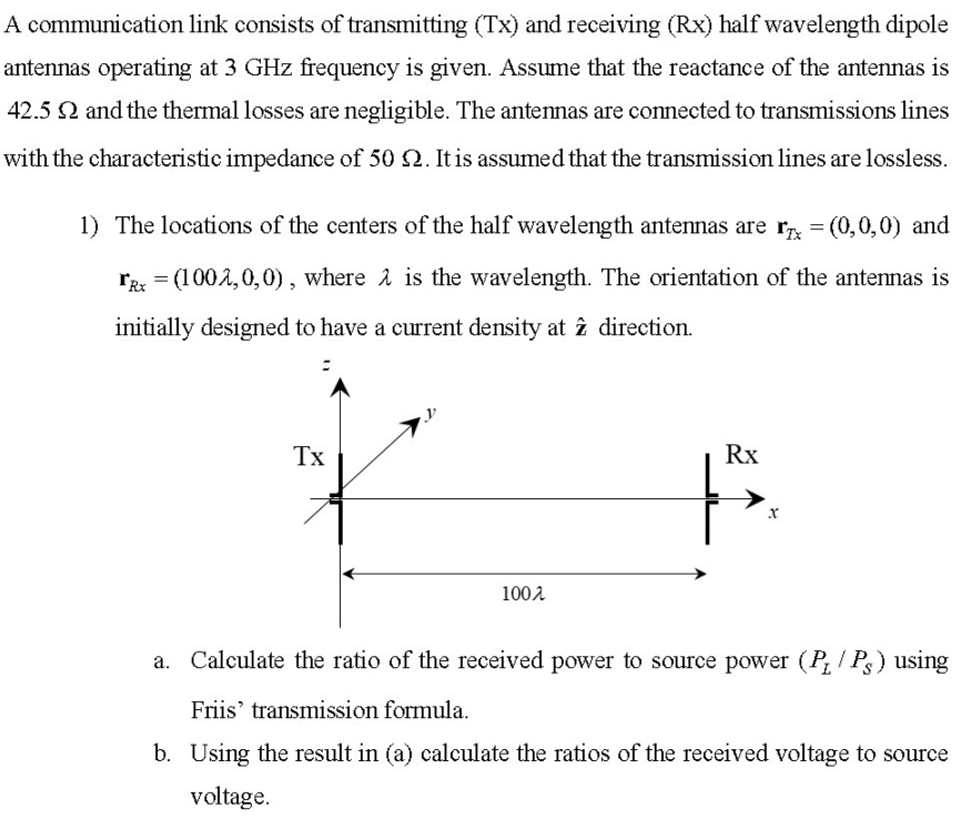 SOLVED: A communication link consists of transmitting(Tx and receiving(Rx) half wavelength ...