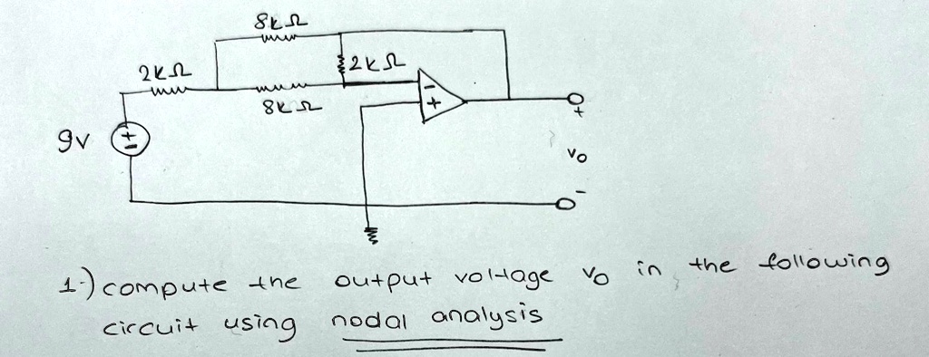 SOLVED: 1.) Compute the output voltage v(0) in the following circuit using nodal analysis. E2KS ...