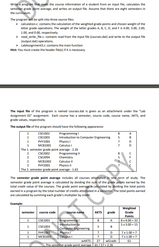 Texts: Write a program that reads the course information of a student ...