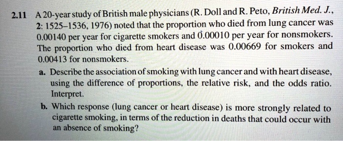 a 20 year study ofbritish male physicians r doll and r peto british med ...