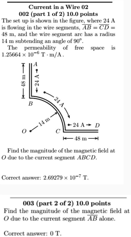 SOLVED: Current in a Wire 02 002 (part 1 of 2) 10.0 points The set Up ...