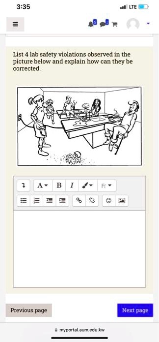 List 4 lab safety violations observed in the picture below and explain ...