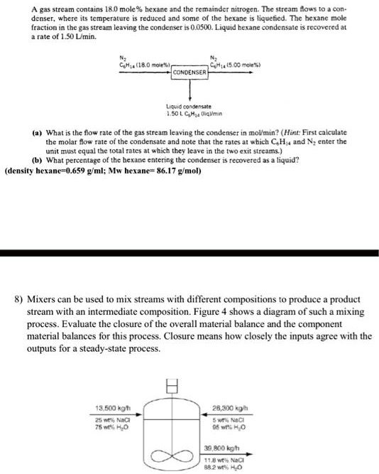 SOLVED: A gas stream contains 18.0 mole% hexane and the remainder ...