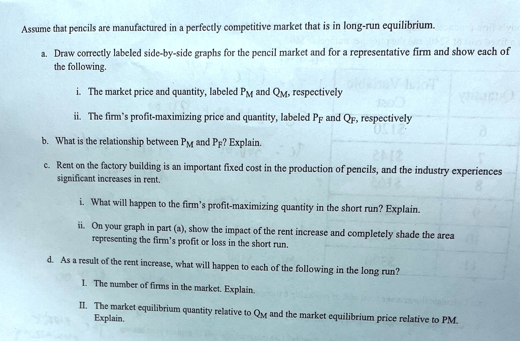 Assume that pencils are manufactured in a perfectly competitive market ...