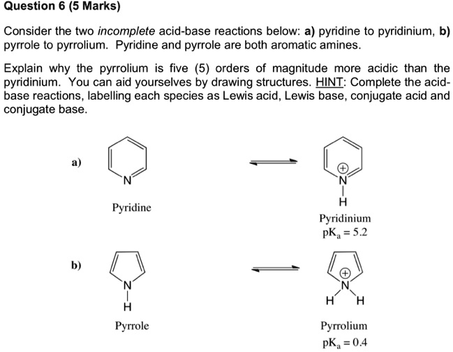 SOLVED: Consider the two incomplete acid-base reactions below: a ...