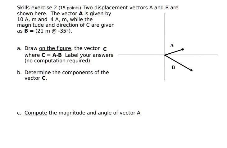 skills exercise 2 15 points two displacement vectors a and b are shown ...