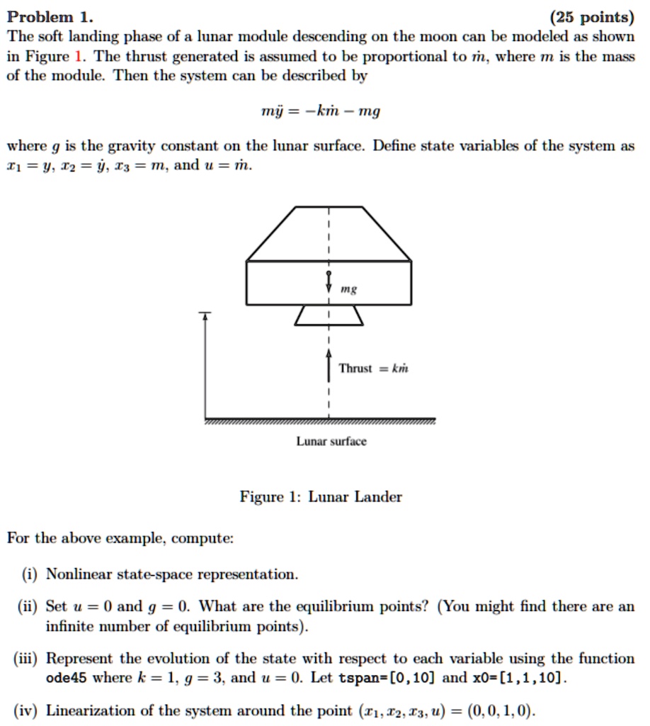 Problem 1. (25 points) The soft landing phase of a lunar module ...