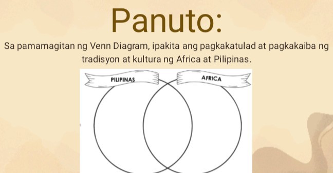 Panuto: Sa pamamagitan ng Venn Diagram, ipakita ang pagkakatulad at ... Panuto: Sa pamamagitan ng Venn Diagram, ipakita ang pagkakatulad at ...