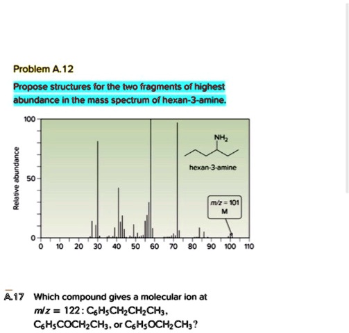 SOLVED: Problem A 12 Propose structures ior the tWO iragments 0f ...