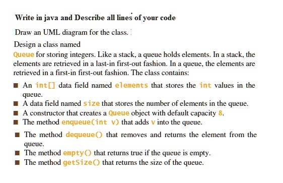 SOLVED: Write in Java and describe all lines of your code. Draw a UML diagram for the class ...