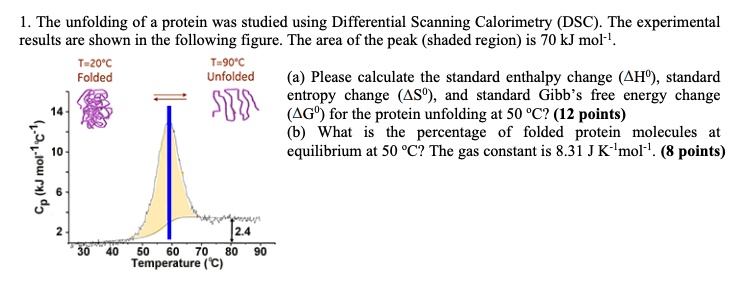 SOLVED: 1.The unfolding of a protein was studied using Differential ...