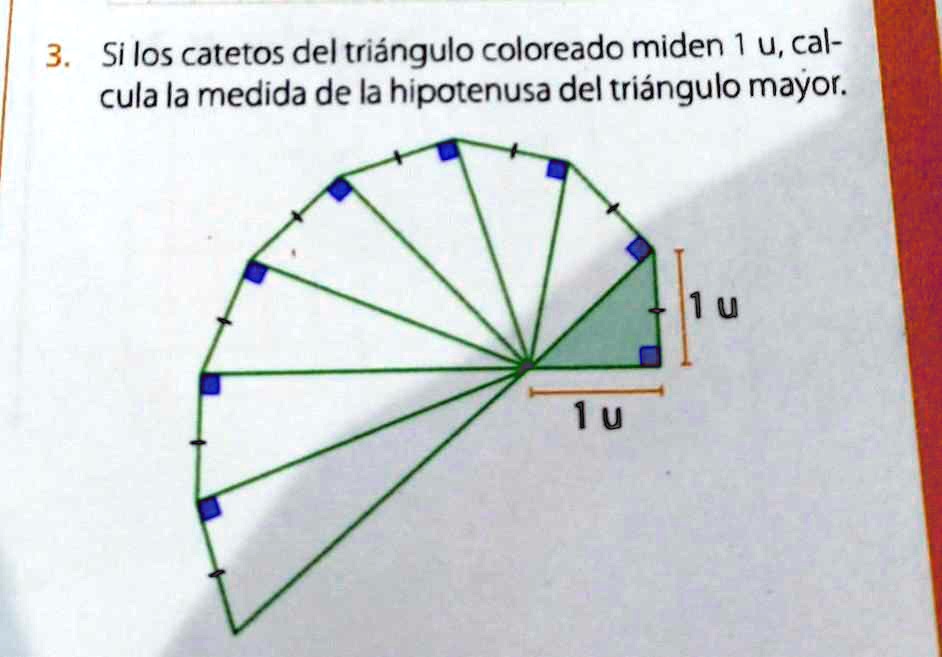 SOLVED: 3. Si los catetos del triángulo coloreado miden 1 u, cal- cula ...