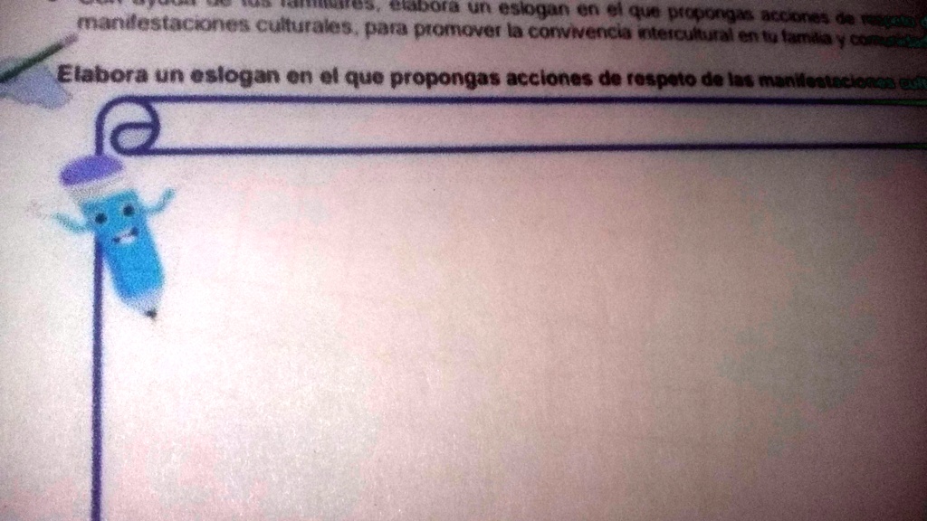 SOLVED: Elabora un eslogan en que propongas acciones de respeto a y Cdota Un Crioqnn Onque poaes ...