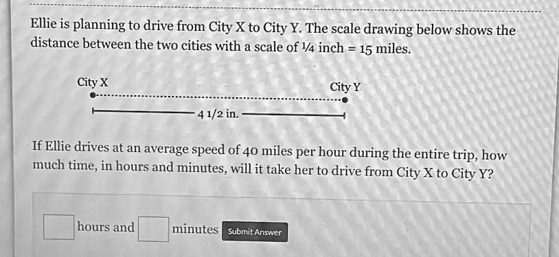 ellie is planning to drive from city x to city y the scale drawing ...