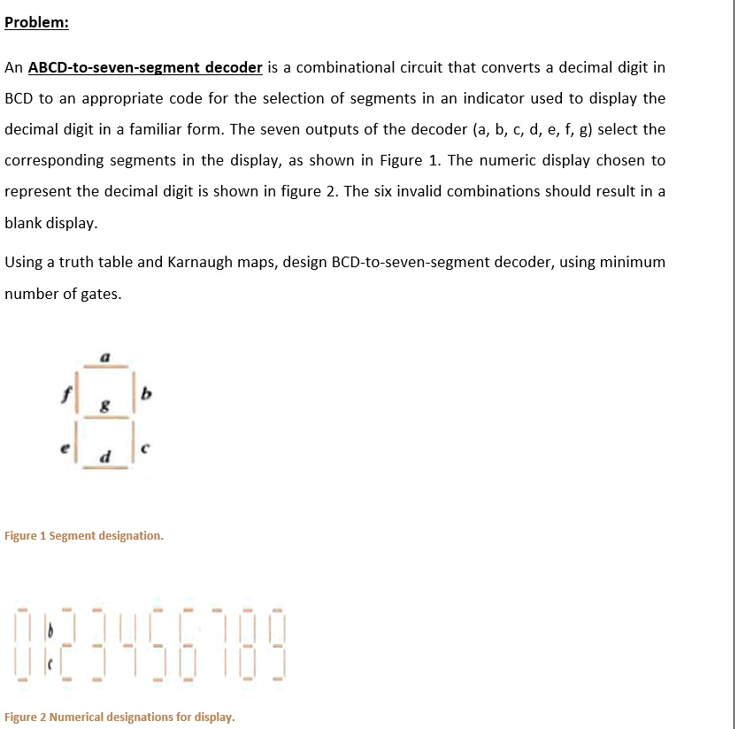Solved Problem An Abcd To Seven Segment Decoder Is A Combinational Circuit That Converts A 