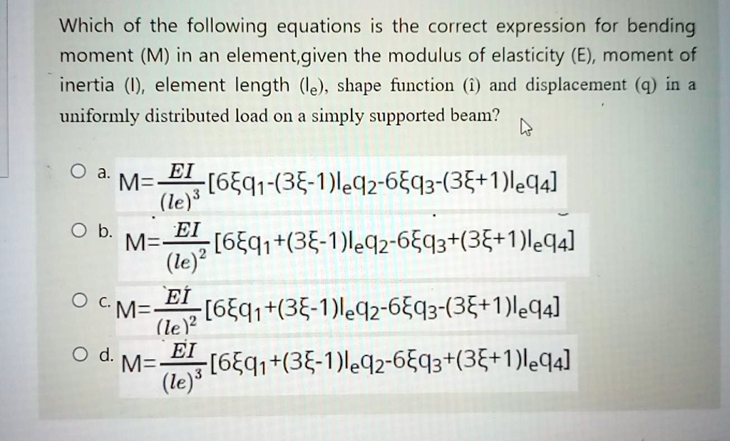SOLVED: Which of the following equations is the correct expression for ...