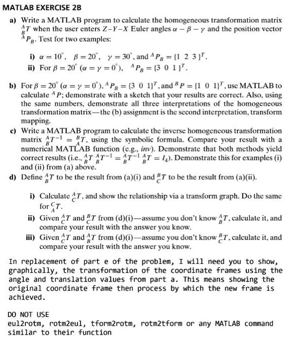 SOLVED: Please do in MATLAB. Letter B MATLAB EXERCISE 2B: Write a ... SOLVED: Please do in MATLAB. Letter B MATLAB EXERCISE 2B: Write a ...