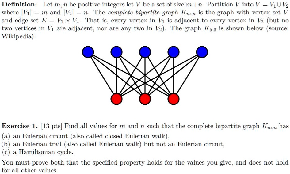 SOLVED:Definition: Let m,n be positive integers let V be a set of size m+n_ Partition V into V ...