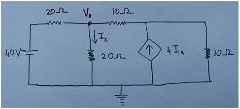 SOLVED: Determine the voltage V0 using the node analysis in the circuit given in the figure. V0 ...