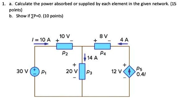 1. a. Calculate the power absorbed or supplied by each element in the ...