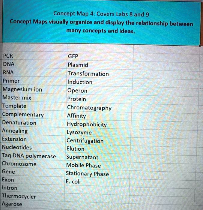 SOLVED: Concept Map 4: Covers Labs 8 and 9 Concept Maps visually ...