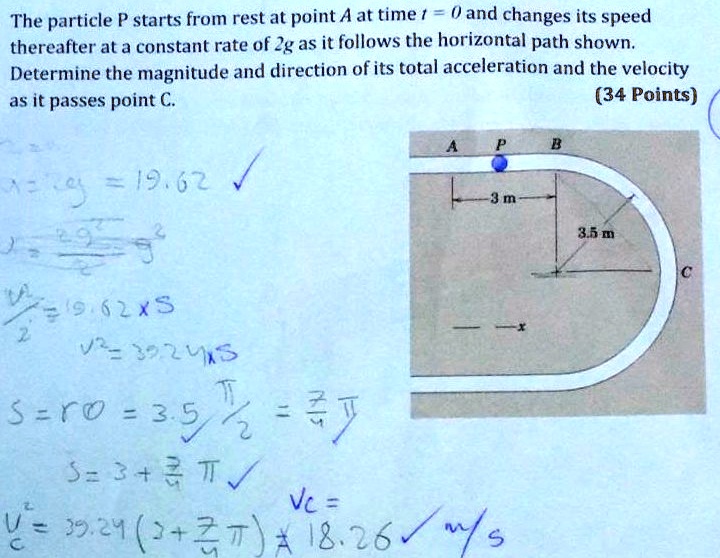 SOLVED: The particle P starts from rest at point A at time t=0 and ...