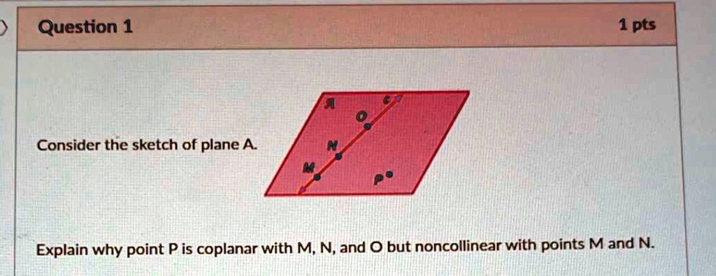 SOLVED: 'Question 1 1 pts Consider the sketch of plane A Explain why point P is coplanar with M ...