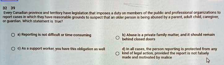 3239 every canadian province and territory has legislation that imposes a duty on members of the ...