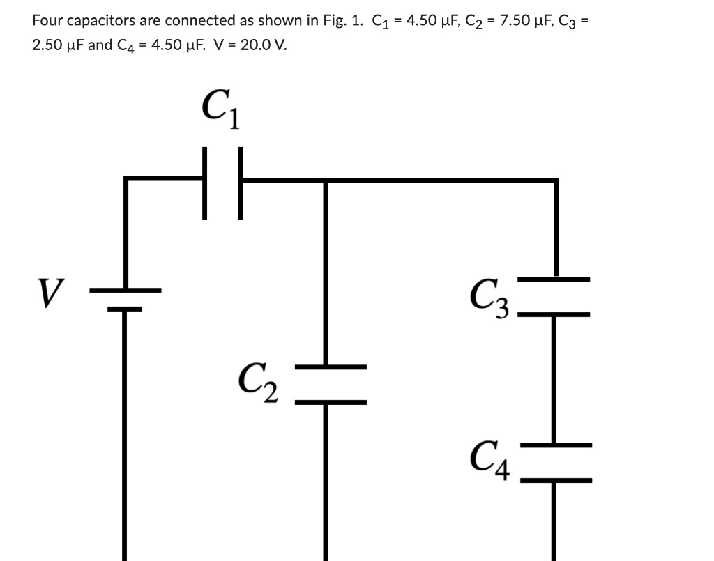 SOLVED: a) what is the equivalent capacitance for this circuit? b) what is the voltage across ...
