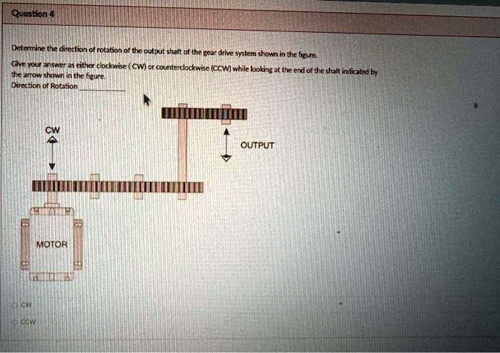 SOLVED: Question 4 Determine the drive system shown in the figure. CW ...