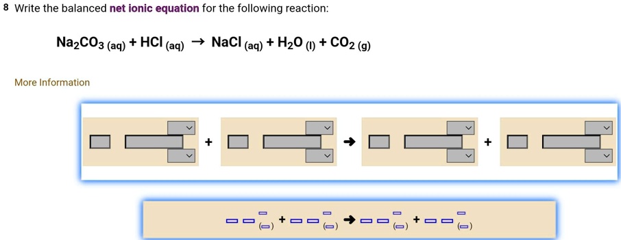 SOLVED: Write the balanced net ionic equation for the following reaction: Na2CO3(aq) + 2HCl(aq ...