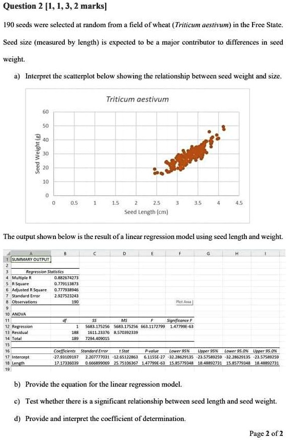 SOLVED: Question21,1,3.2marks 190 seeds were selected at random from a ...