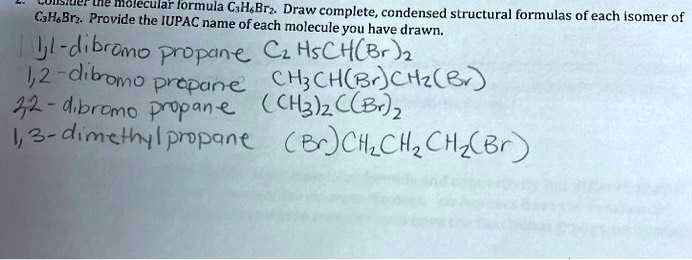 SOLVED: Molecular Formula: C2H5Br Draw the IUPAC name of each molecule ...